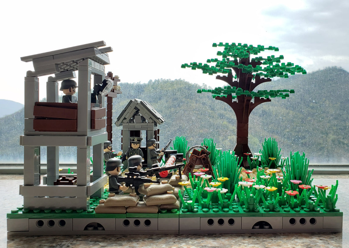 WW2 German Check post Tower Modular Battle Scene - [6] FIGURES w/ Weap ...